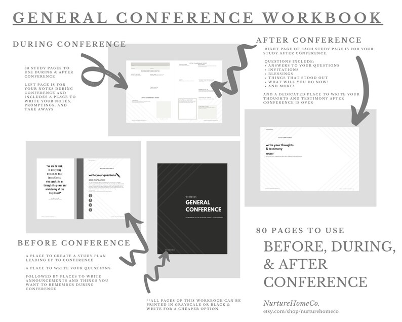 DOWNLOAD General Conference Workbook - Black & White Geometric - Etsy