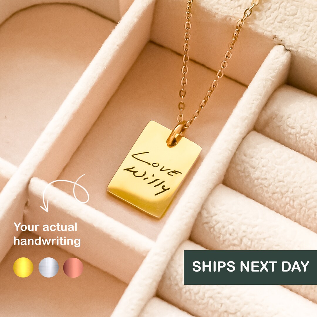 Handwriting Necklace Memorial Gift Personalized Jewelry Signature ...