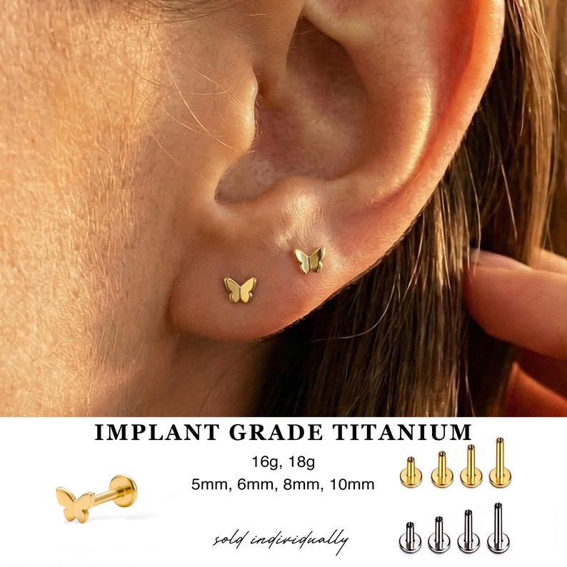 18G/16G Titanium Flatback Earrings • Helix Earring • Tragus Earring ...