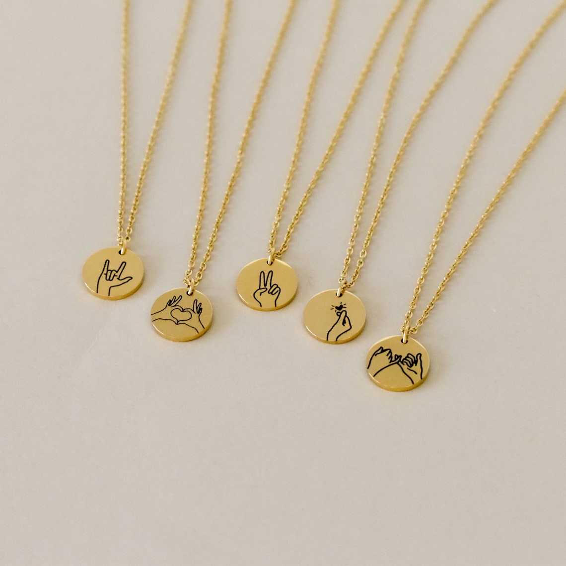 Hand Gestures Necklace Sign Language Necklace Best Friends - Etsy