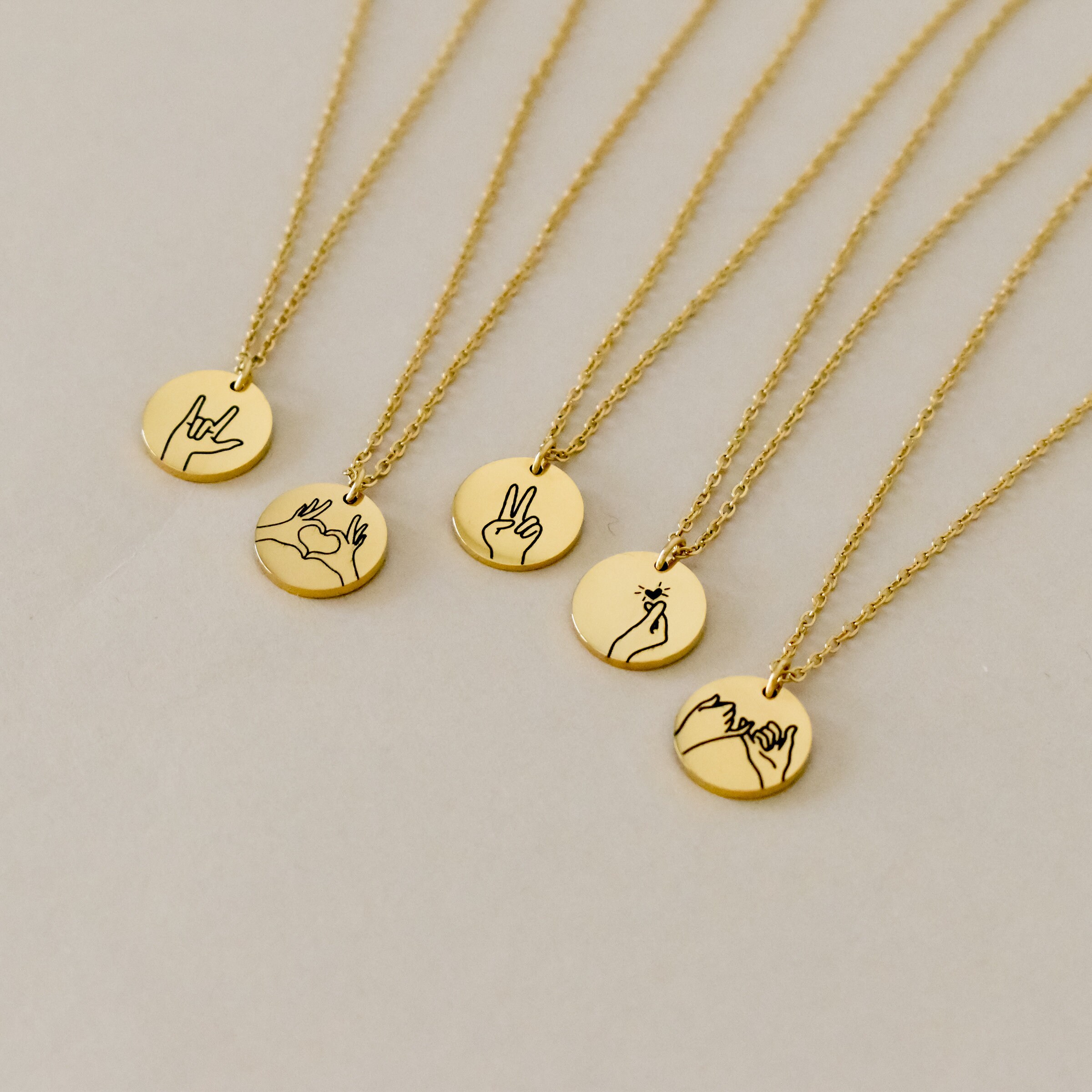 Hand Gestures Necklace Sign Language Necklace Best Friends - Etsy