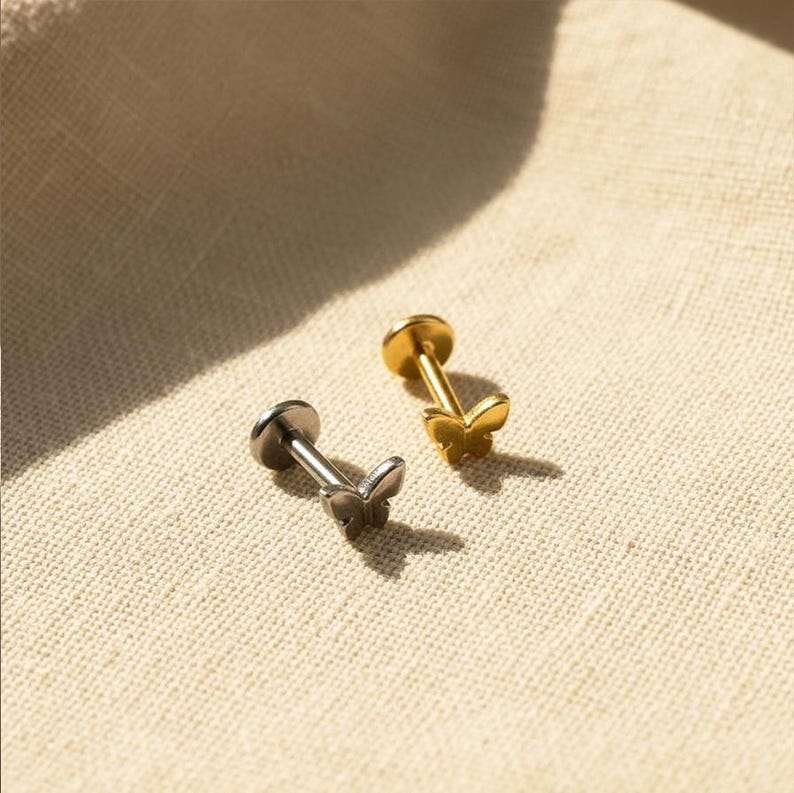 18G/16G Titanium Flatback Earrings • Helix Earring • Tragus Earring ...