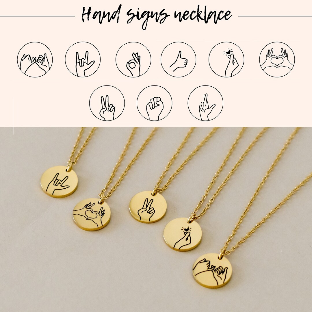 Hand Gestures Necklace, Sign Language Necklace, Best Friends Jewelry ...