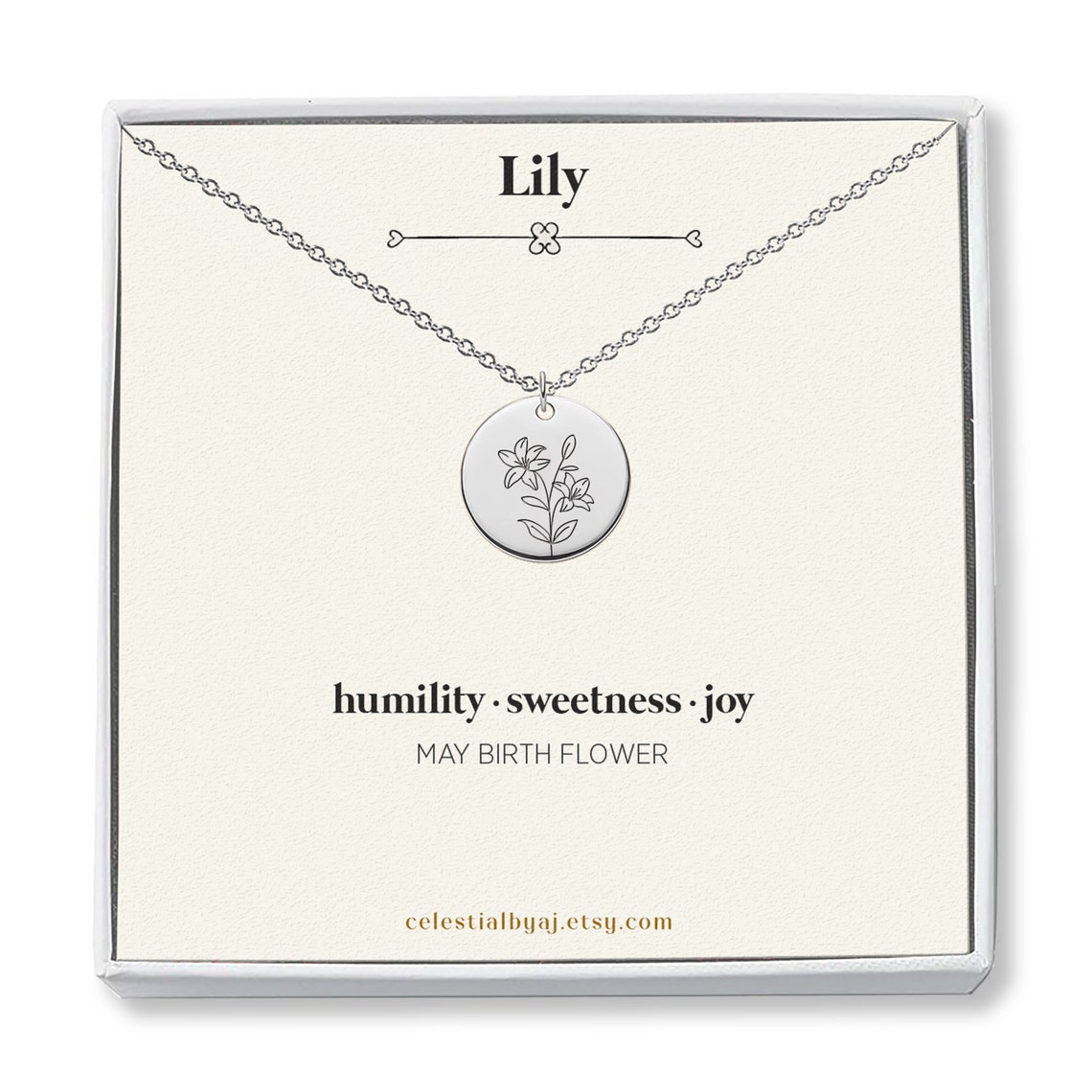Lily Birth Month Birth Flower Necklace Personalized Lilies Flower ...