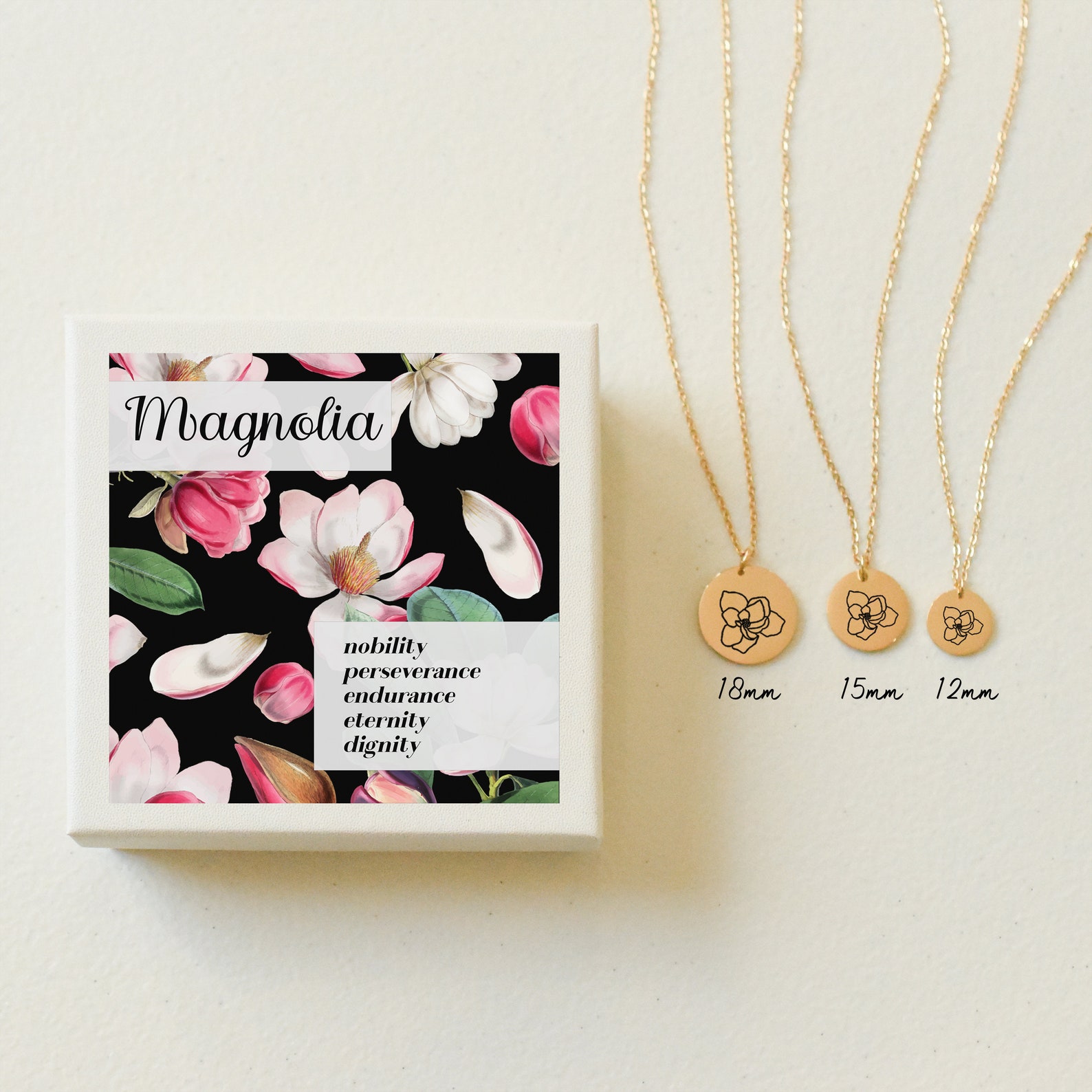 Magnolia Flower Necklace Dainty Gold Silver Necklace Flower - Etsy