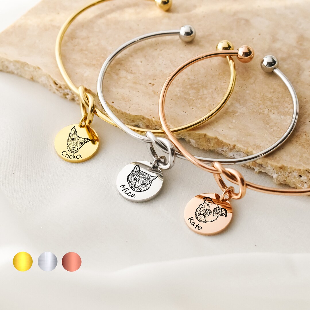Pet Portrait With Name Personalized Knot Bracelet · Memorial Pet Loss ...