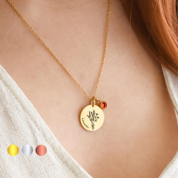 Birth Flower Birth Stone Jewelry - Etsy