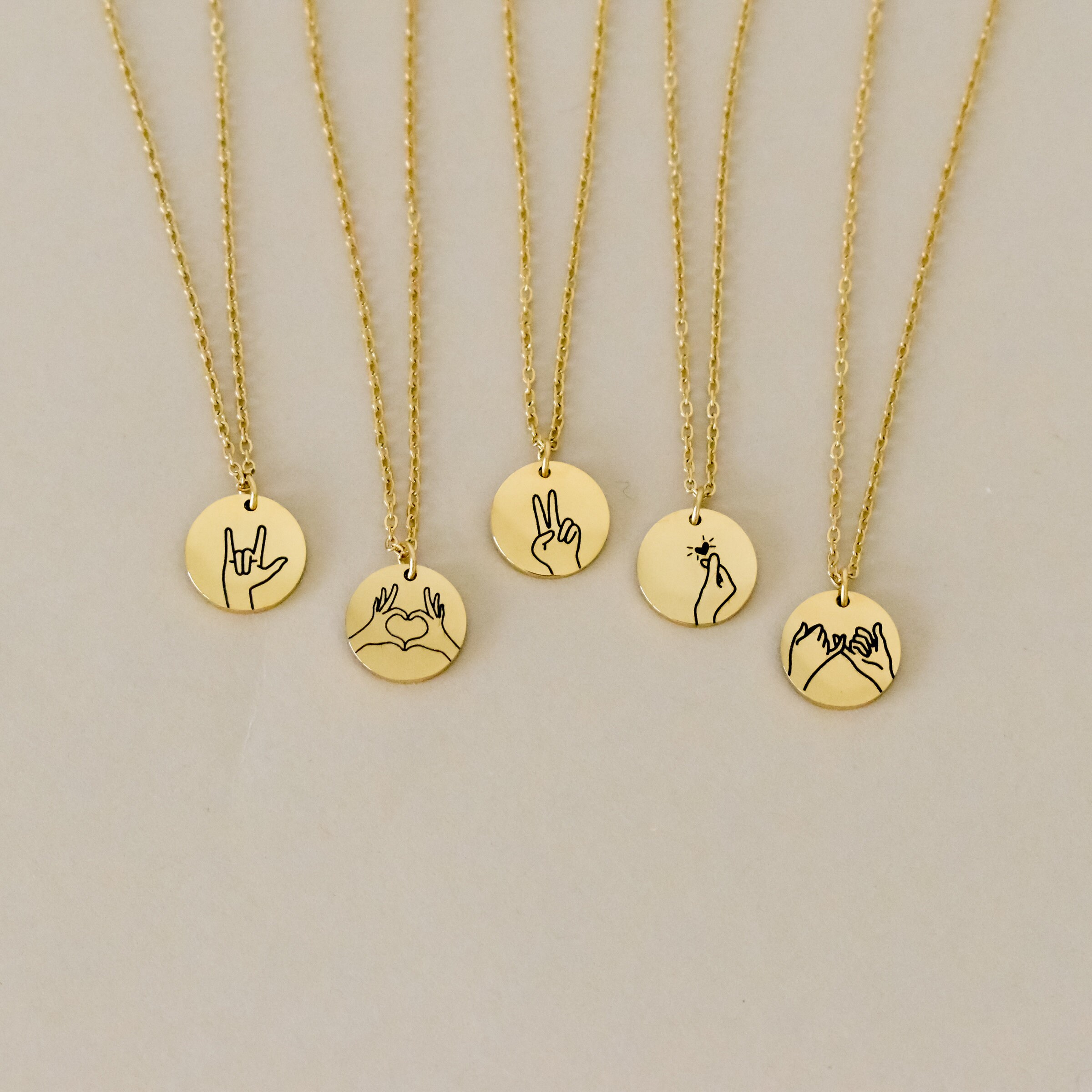 Hand Gestures Necklace Sign Language Necklace Best Friends - Etsy