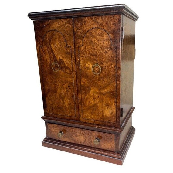 Ethan Allen Knob Creek Burl Wood Jewelry Chest Vintage Box Table Drawer Mirror Read Etsy