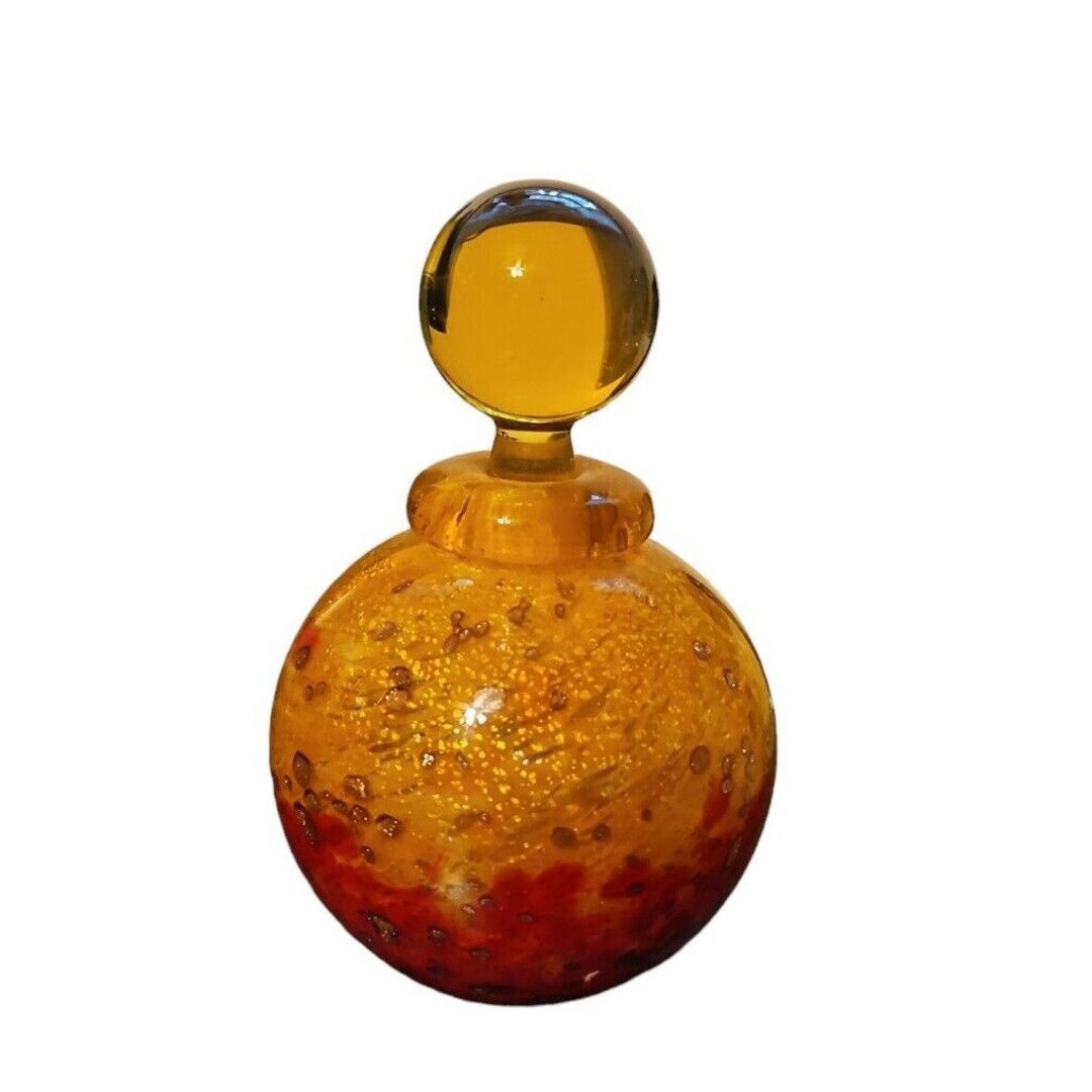 Murano Glass Franco Moretti Perfume Bottle Red Gold Signed Vintage ...