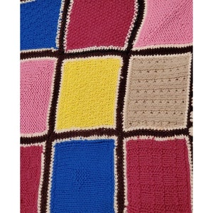 Crocheted Afghan Throw Blanket Colorblock Checkerboard Boho 64 Handmade ...