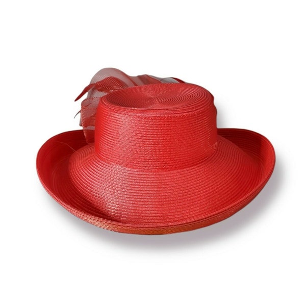 Red Straw Hat - Etsy