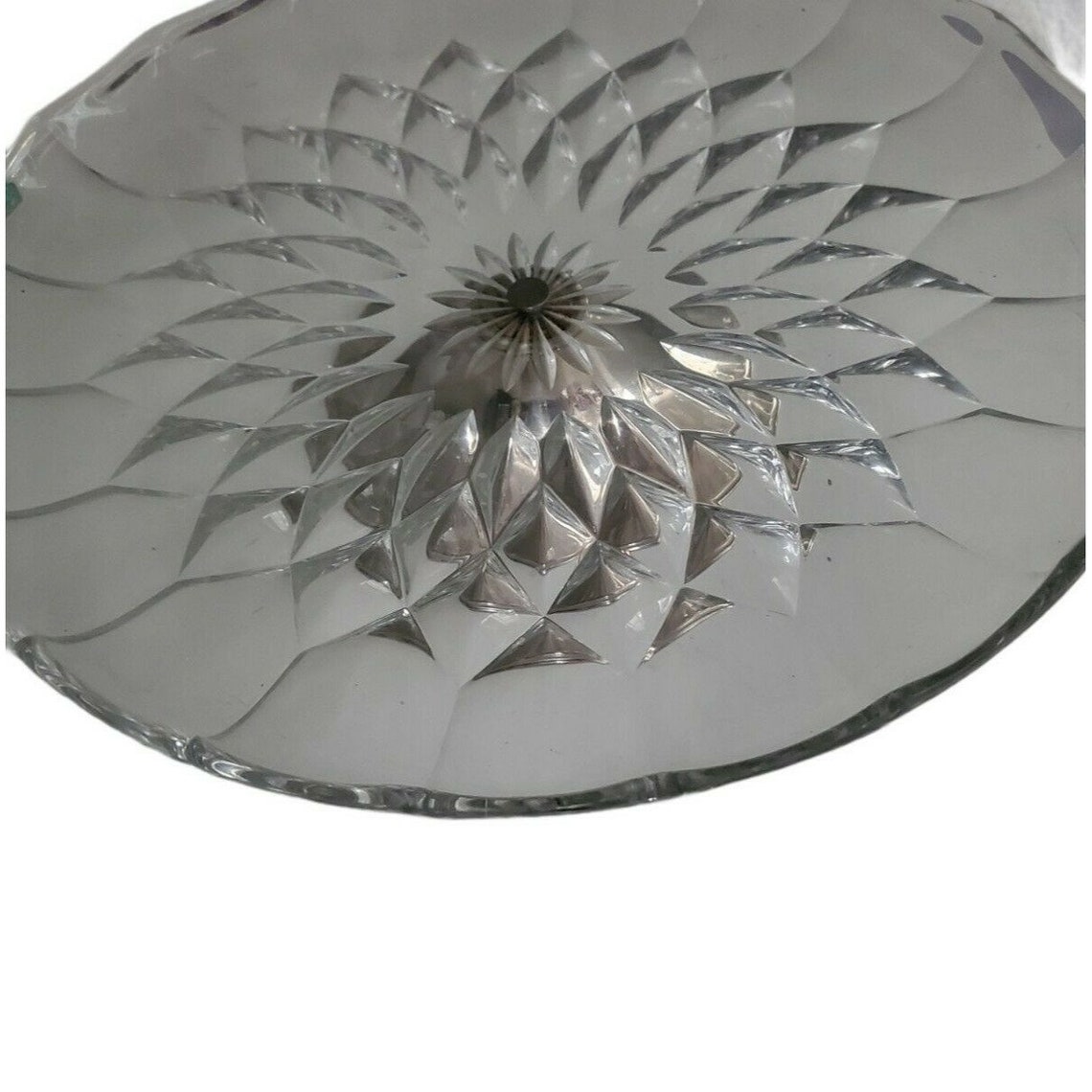 Vintage Val St Lambert Crystal Cake Plate Footed Silver - Etsy