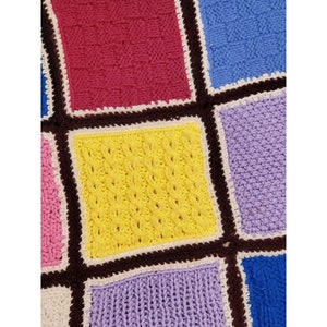 Crocheted Afghan Throw Blanket Colorblock Checkerboard Boho 64 Handmade ...