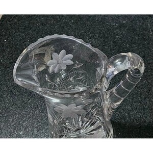 Antique American Brilliant Cut Pitcher Glass Water Etched Floral ...