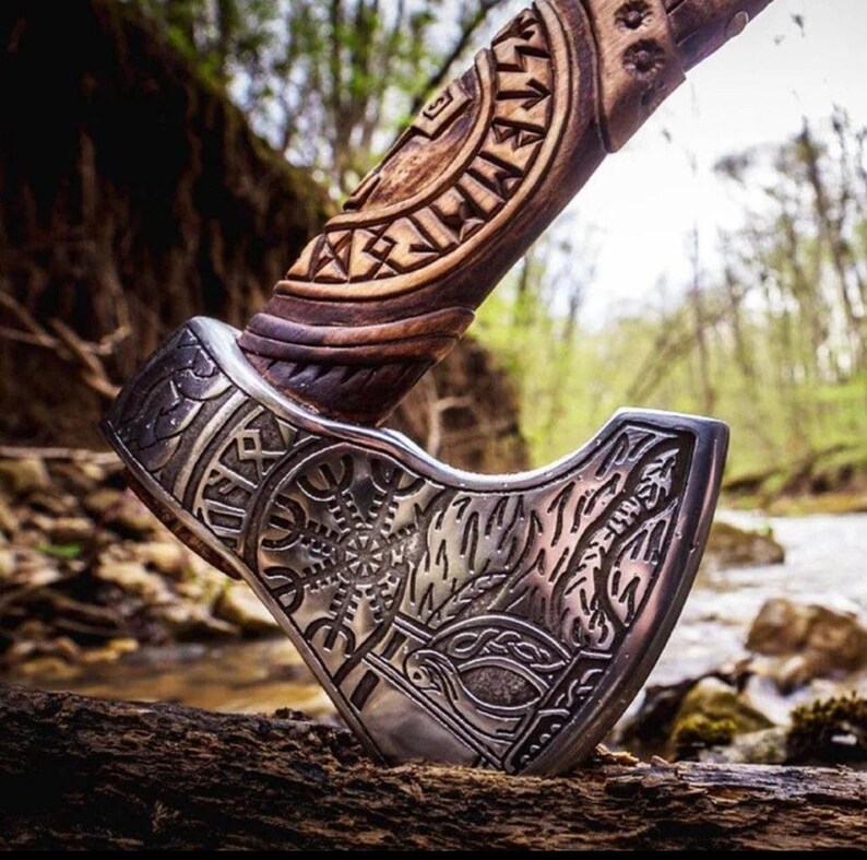 Handmade Forged Viking Axe - RAGNAR Axe, Personalized Hatchet, Bearded ...