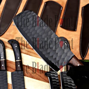 Hand Forged Damascus Chef Set Damacus Knife Set Kitchen Knives Chef Knife 5pcs ANNIVERSARY Gift ...