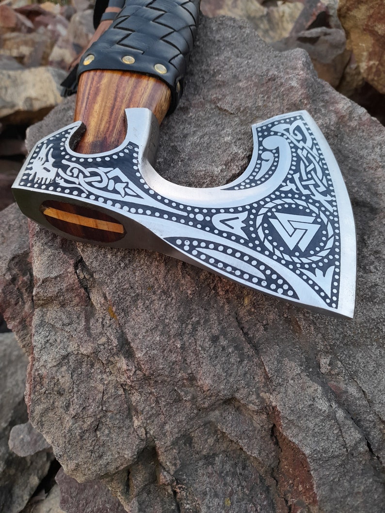 Handmade Forged Viking Axe - RAGNAR Axe, Personalized Hatchet, Bearded ...