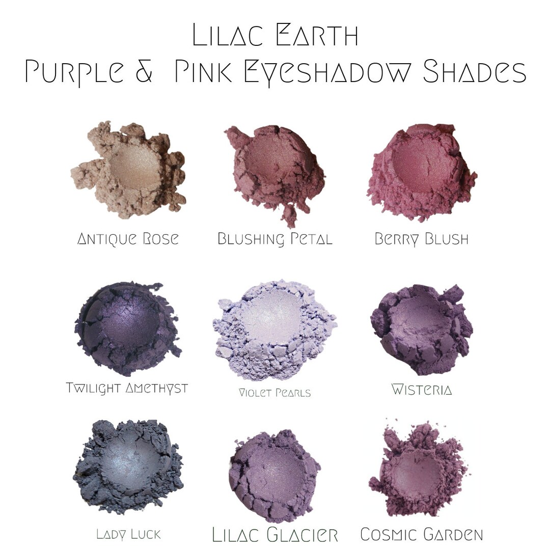 Vegan Mineral Eyeshadow Purple & Pink Eye Shadow Makeup Shades Natural ...