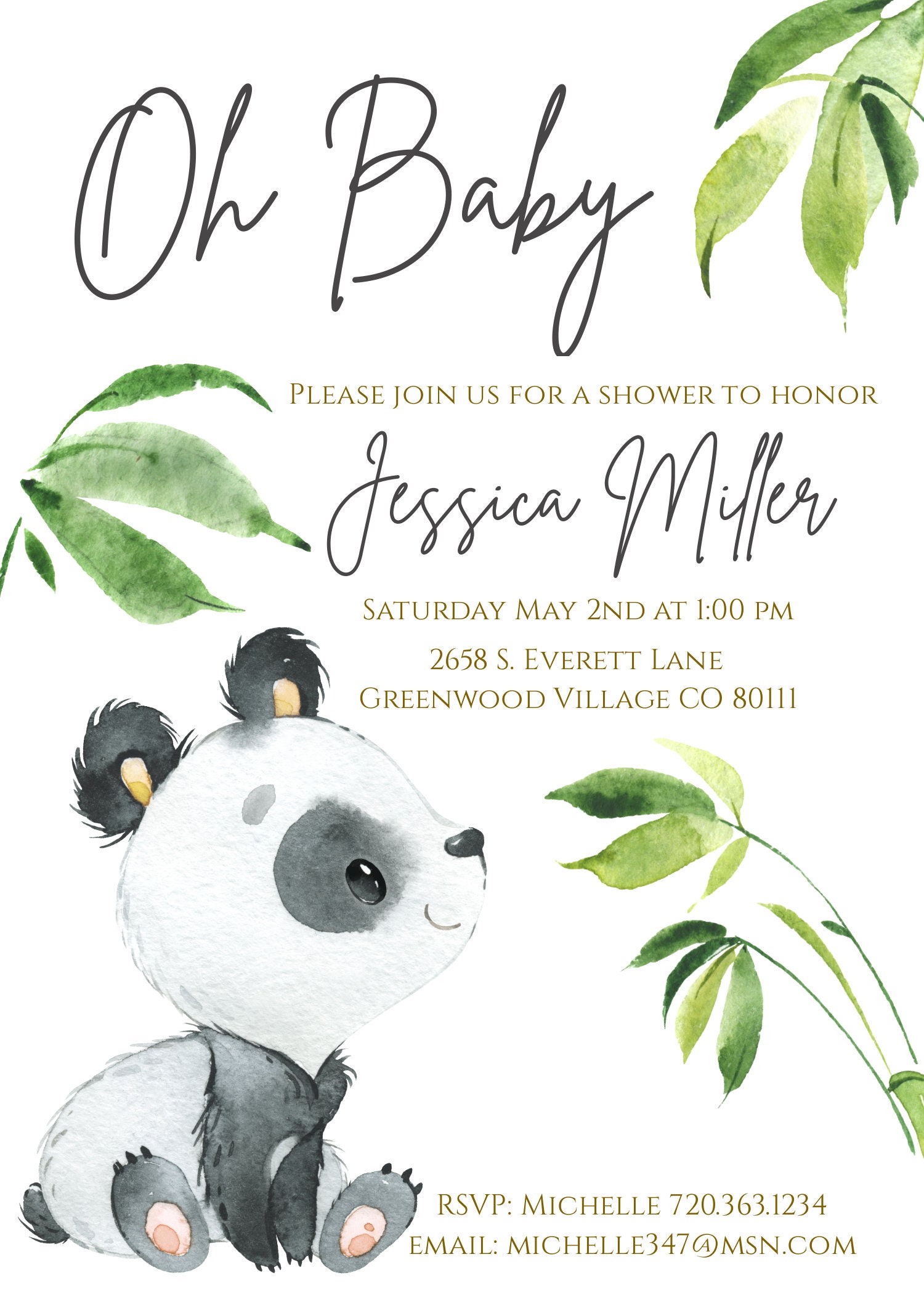 Panda Baby Shower Invitations DIY Customizable Editable | Etsy