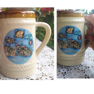 Malta Map Souvenir Touristic Vintage Ceramic Mug Coffee Beer | Etsy