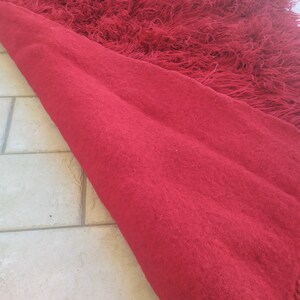Woven Greek 60's Dark Red Flokati Wool Organic Rug Woollen Handmade ...