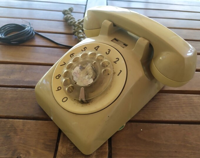 Greek From 70's Landline Phone Beige Rotary 1970's Decor Vintage Home ...