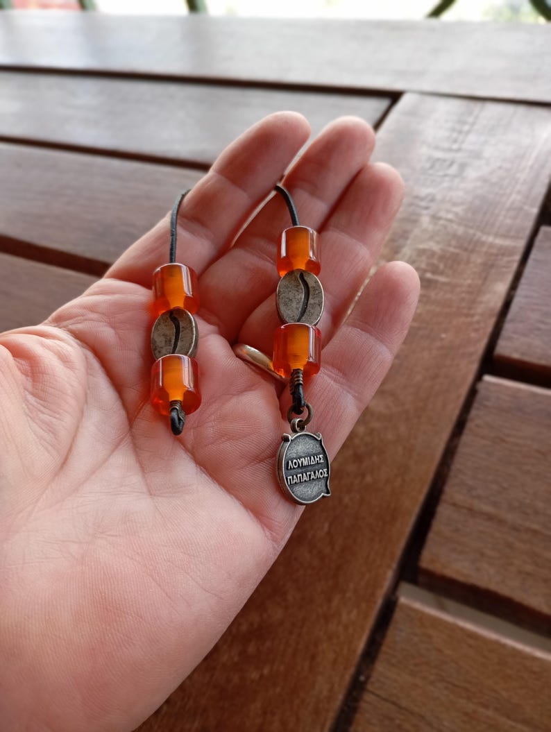 Greek Begleri Toy – Handmade Fidget Worry Beads – Orange Beads With ...