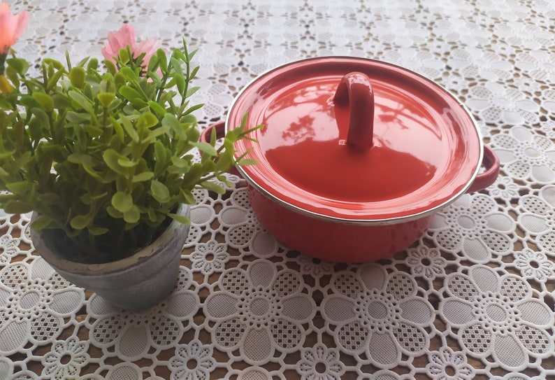 Undersized Enamelled Vintage Tiny Pot Decorative Cooking | Etsy
