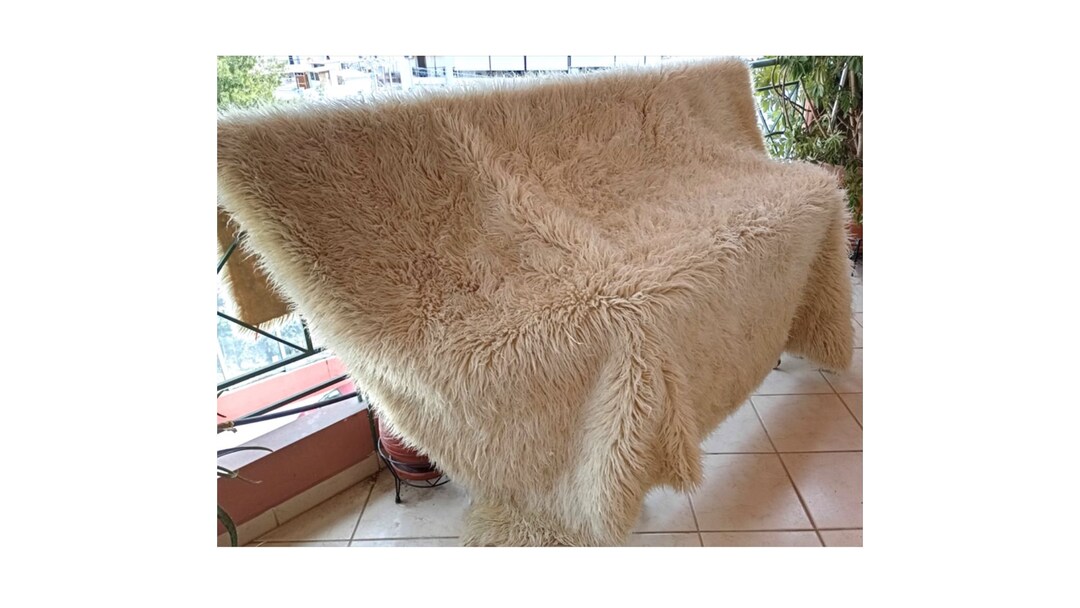 Genuine Greek Flokati Rug Large Original Traditional Beige Wool ...