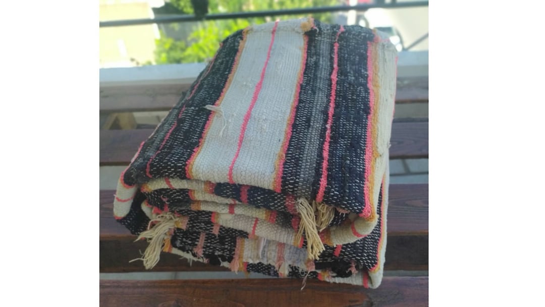 Greek Chindi Area Rug Large Stripped Hand Woven Loom Rug - Etsy