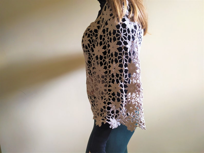 On Gray Color Crop Top Crochet See Through From Lace Cotton Festival ...