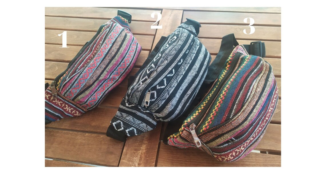 Fanny Pack Woven Colorful Belly Bag With Zipper Unisex Hippie Belt Bag ...