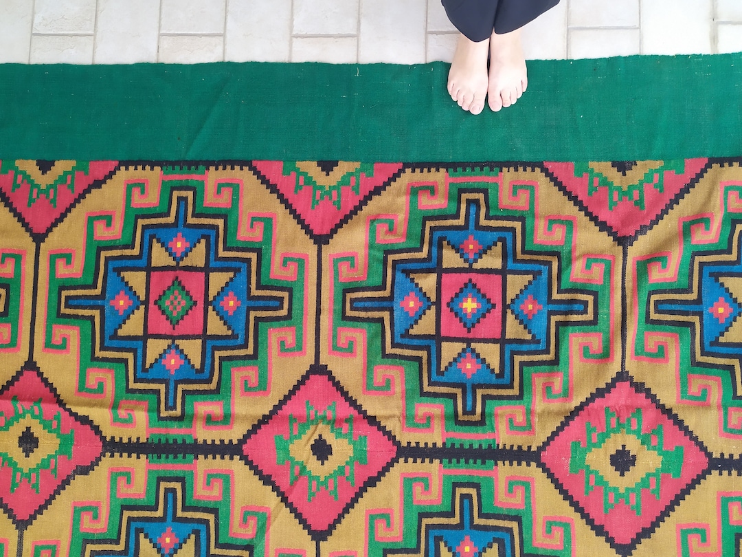 Greek 50's Kilim Handwoven Wool Organic Made in Greece Loom Area Rug ...