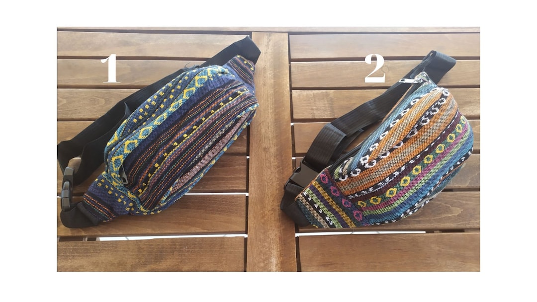 Fanny Pack Woven Colorful Belly Bag With Zipper Unisex Hippie Belt Bag ...