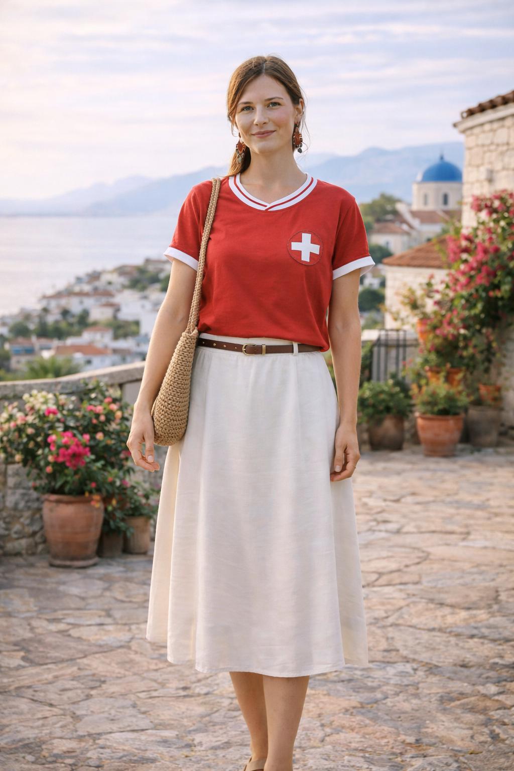 Red White Cross Soccer Team Jersey Unisex T-shirt, Vintage Clothing (M ...