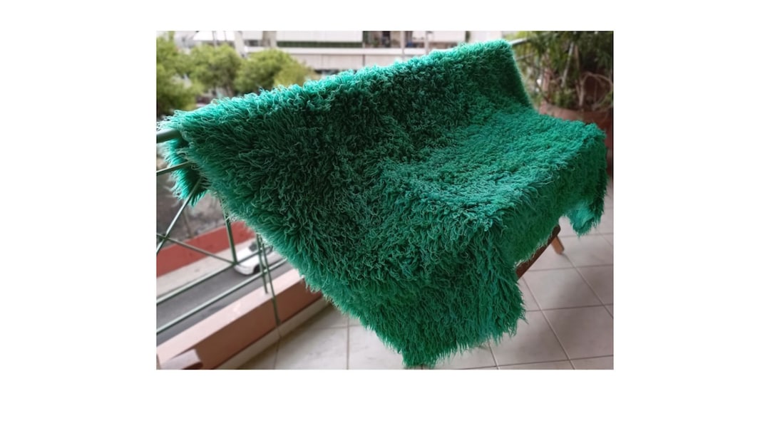 Greek 70's Woven Green Vintage Flokati Woolen Organic Area Rug Original ...