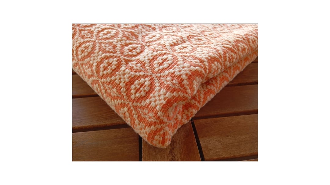 Greek Cotton Traditional Pall Orange Beige Blanket Cover Bed Sofa Couch ...