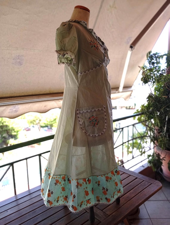 Vintage Greek Nightgown Sheer Robe with Pockets in So… - Gem