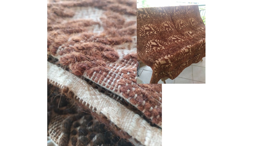 Traditional Greek Wool Blanket woven Karameloti White, Made in Greece ...