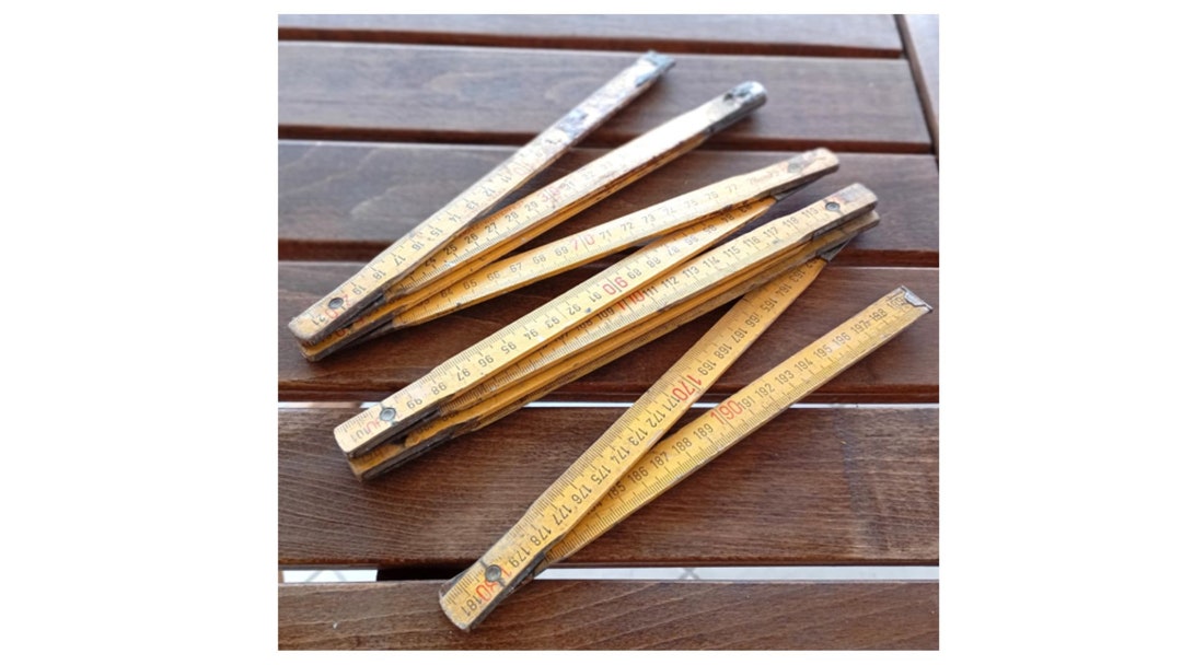 Double Yellow Folding Rusty Wooden Meter From Greece Measuring Ruler ...