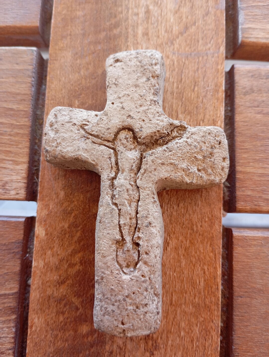Carved in Cement Cross With Crucified Greek Made in Greece Christian ...