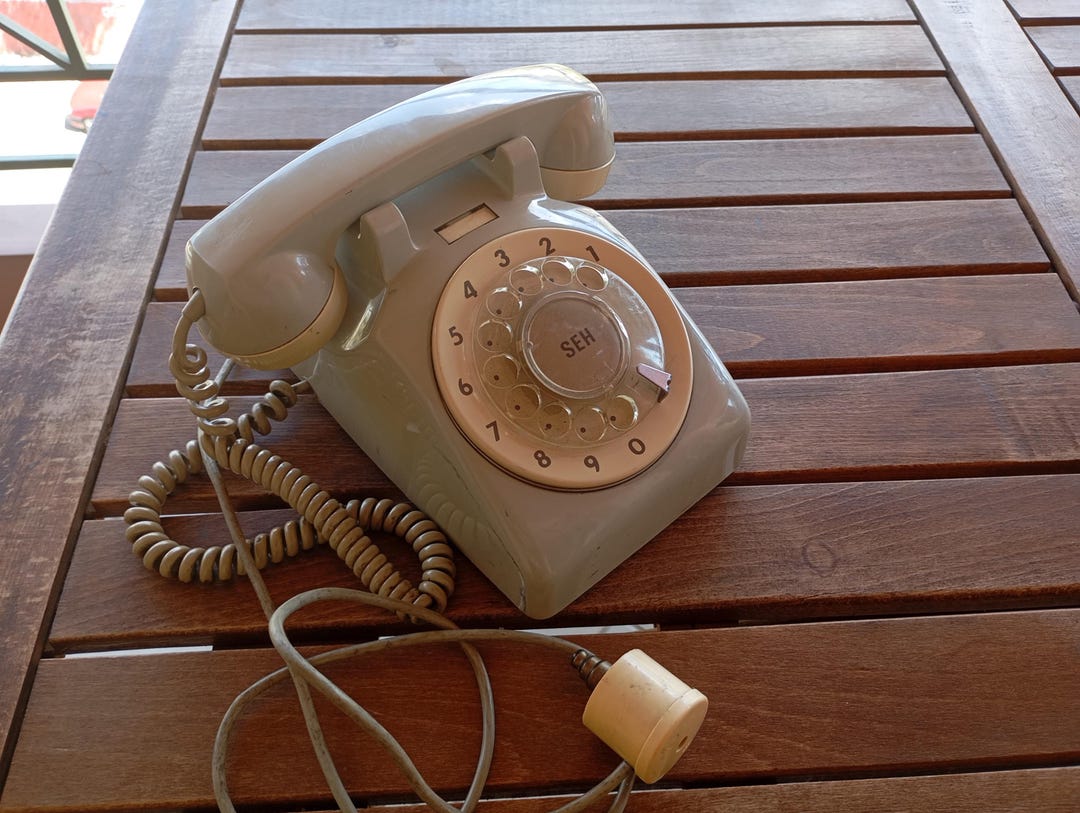 Vintage Greek Rotary Telephone – 1960s Beige Dial Phone – Retro Mid ...