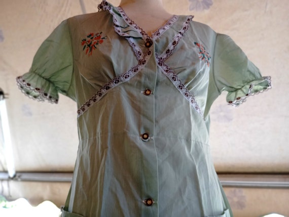 Vintage Greek Nightgown Sheer Robe with Pockets in So… - Gem