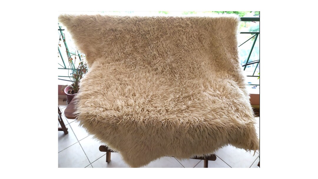 Woven Greek 70's Ecru Beige Flokati Wool Organic Greece - Etsy