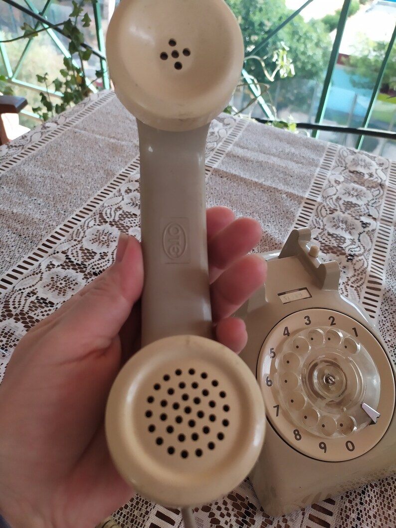 Vintage Greek Rotary Telephone - 1960s Beige Dial Phone for Retro Home ...
