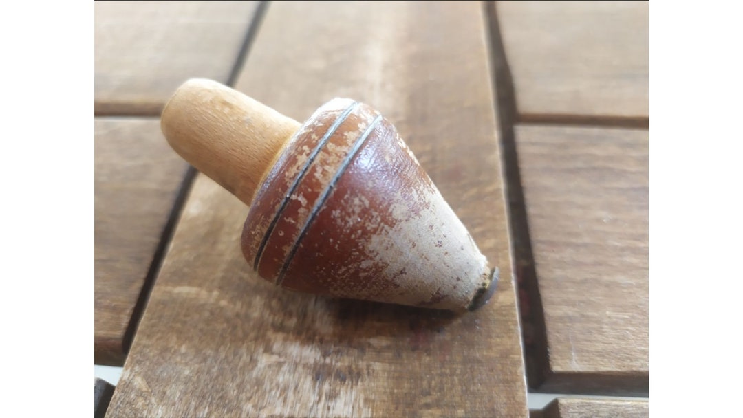 Wooden Handmade Spinning Top Vintage 80's Wooden Game Classic Fun Retro ...
