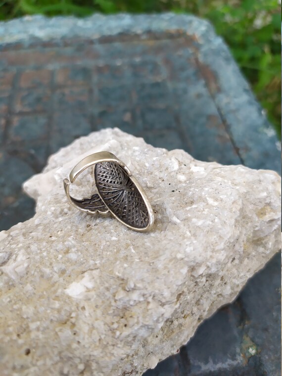 Vertical Gothic Alpaca Ring with Holes Geometric Adju… - Gem