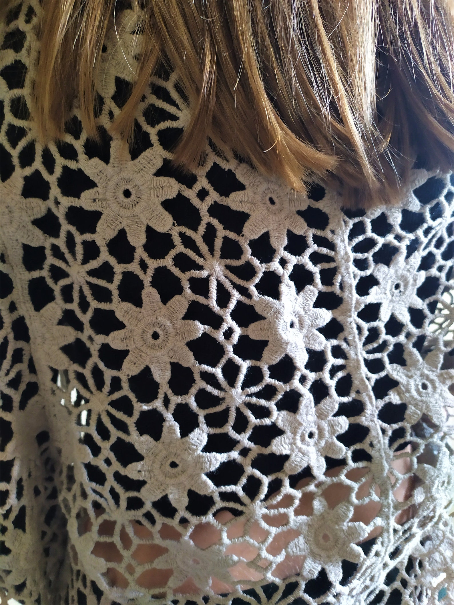 On Gray Color Crop Top Crochet See Through From Lace Cotton Festival ...