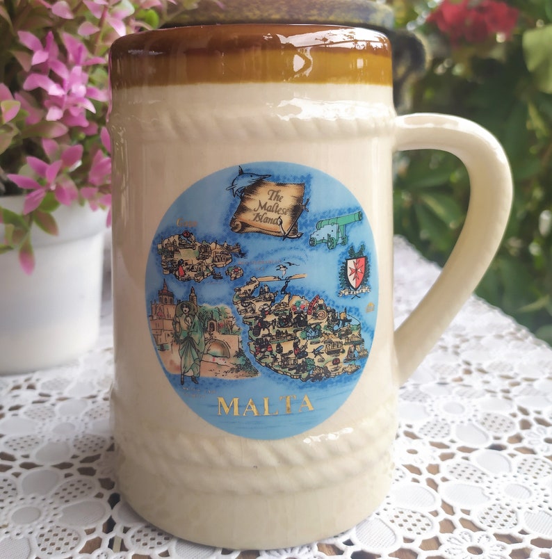 Malta Map Souvenir Touristic Vintage Ceramic Mug Coffee Beer | Etsy